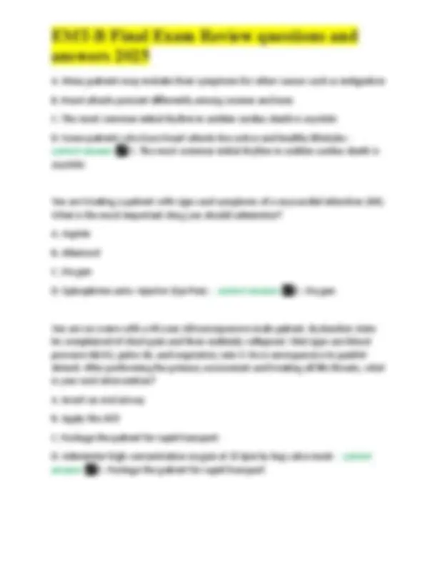 EMT-B Final Exam Review Questions and Answers 2025 | Exams Nursing ...