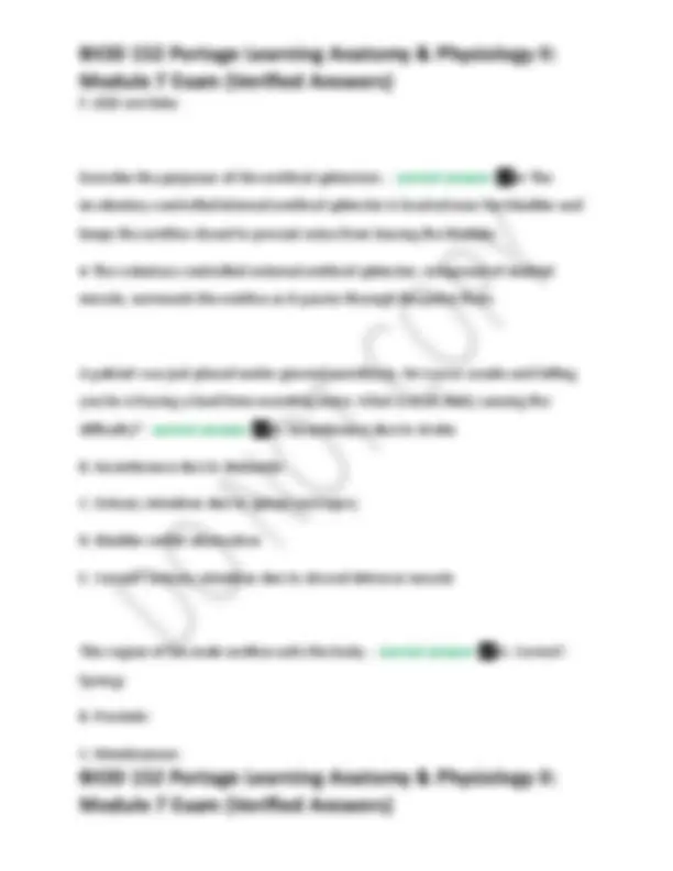 BIOD 152 Portage Learning Anatomy & Physiology II: Module 7 Exam (Verified Answers) | Exams ...