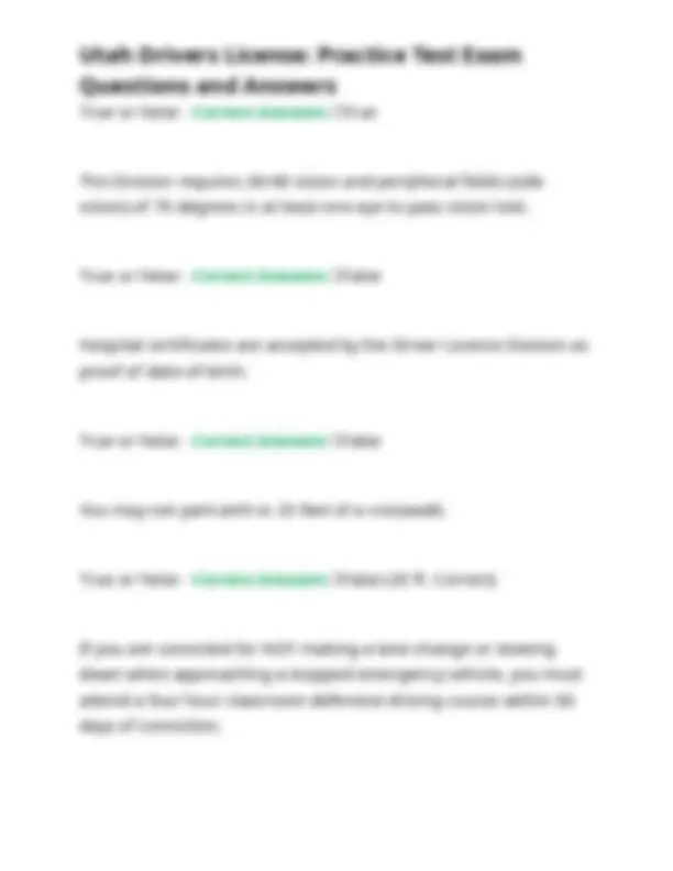 Utah Drivers License: Practice Test Exam Questions and Answers | Exams ...