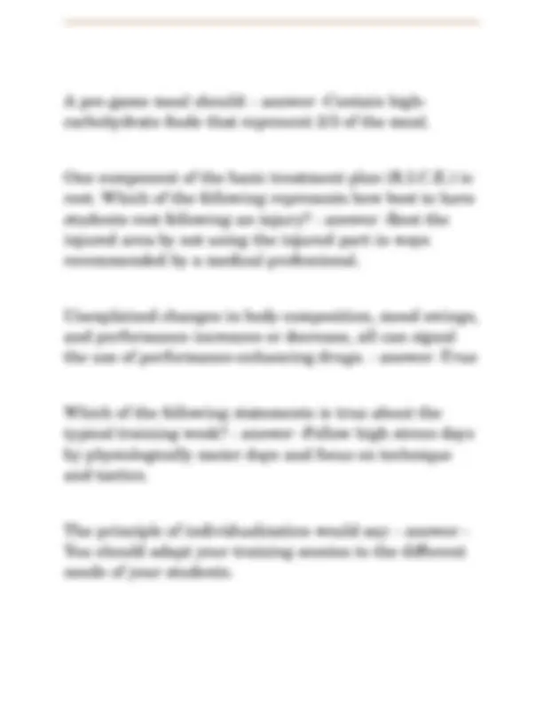 NFHS Unit 4: Teacher-Coach and Physical Conditioning Exam Solutions | Exams Nursing | Docsity