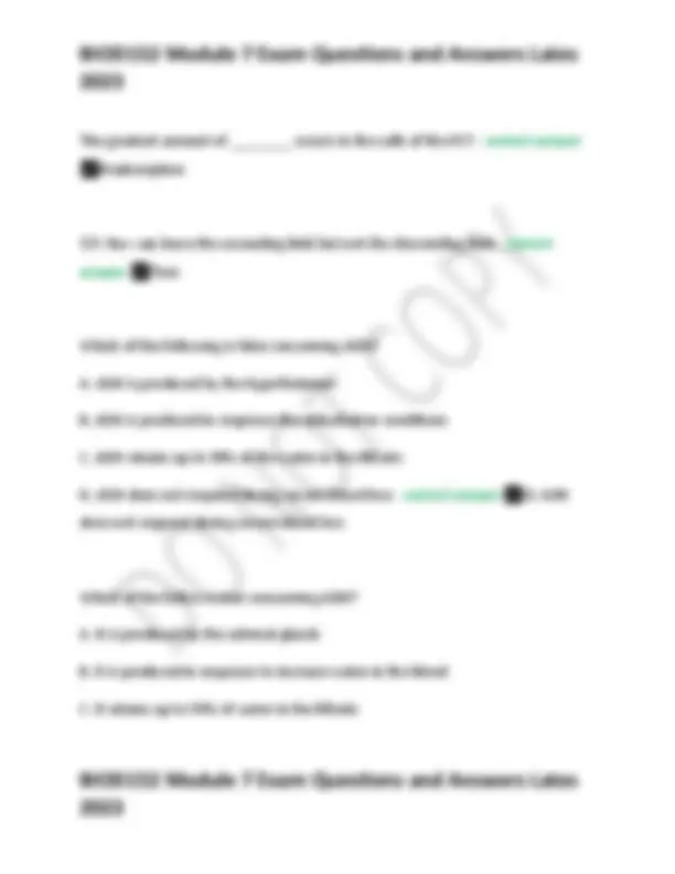 BIOD152 Module 7 Exam Questions and Answers: The Urinary System | Exams ...