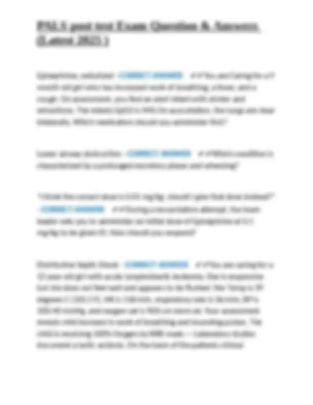PALS Post-Test Exam Questions and Answers (Latest 2025) | Exams Nursing ...