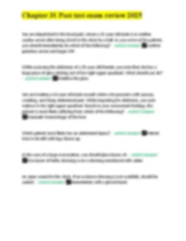 Chapter 31 Post Test Exam Review 2025: Trauma and Emergency Medicine ...