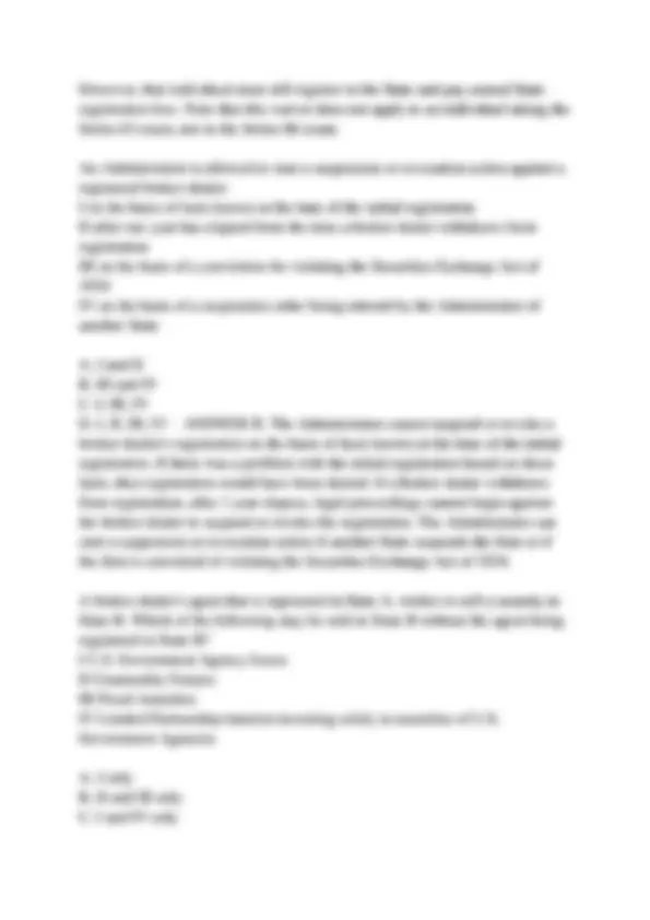 Series 63 Registration and Licensing Exam Questions with Verified ...