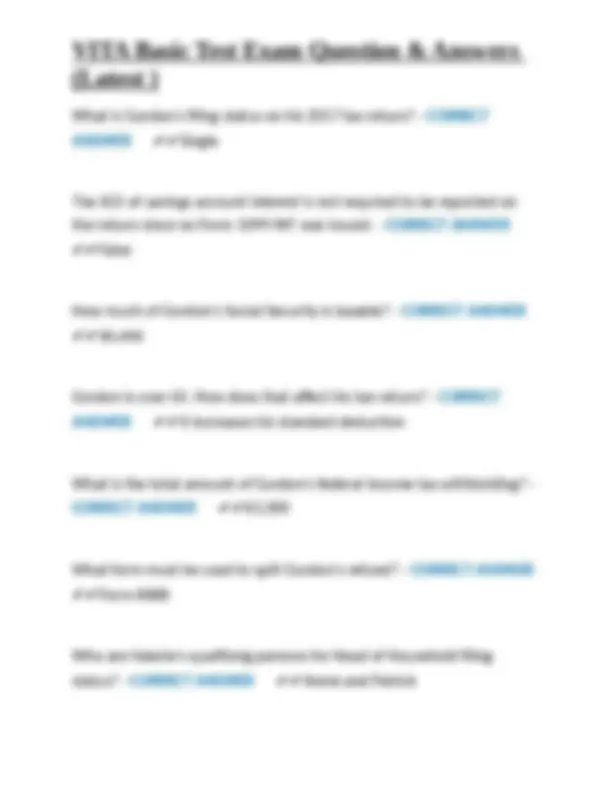 VITA Basic Test Exam Question & Answers (Latest ) | Exams Nursing | Docsity