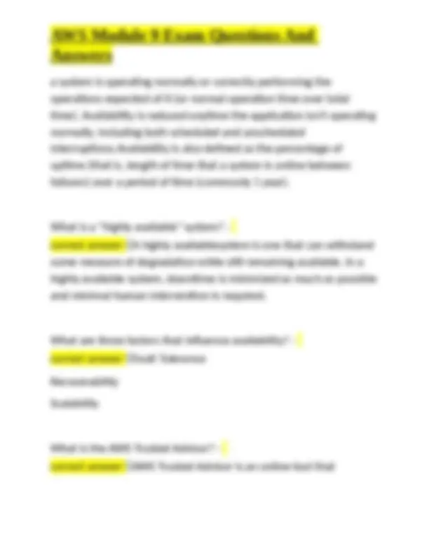 AWS Module 9 Exam: Secure & Efficient Cloud Infrastructure | Exams ...