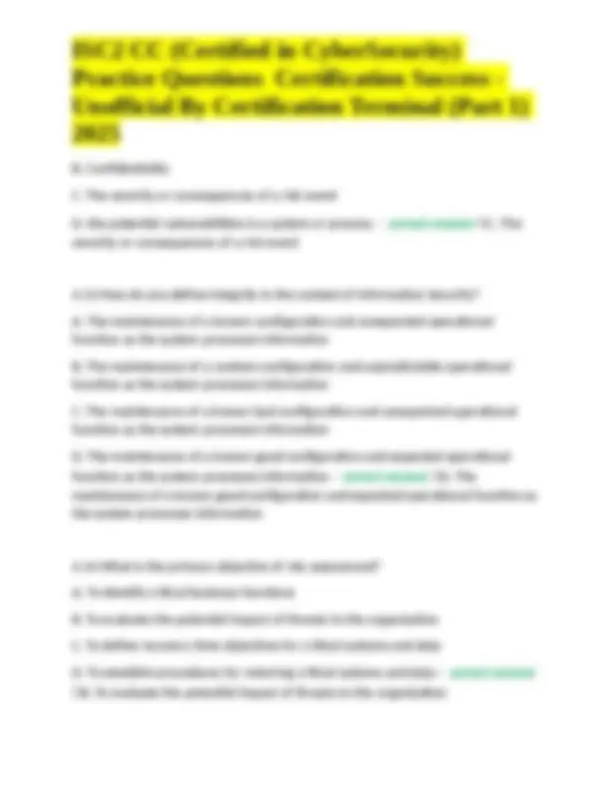 ISC2 CC (Certified in CyberSecurity) Practice Questions Certification ...