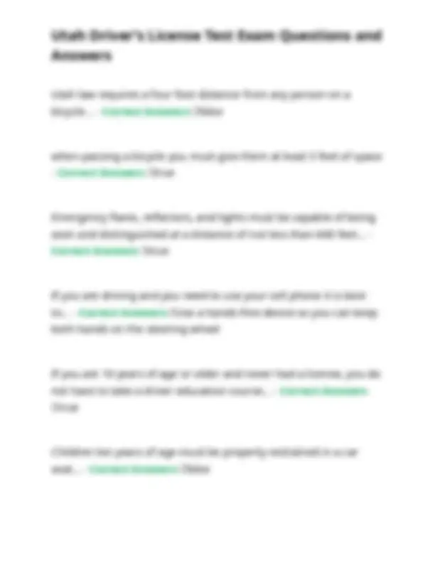 Utah Driver’s License Test Exam Questions and Answers | Exams Nursing ...