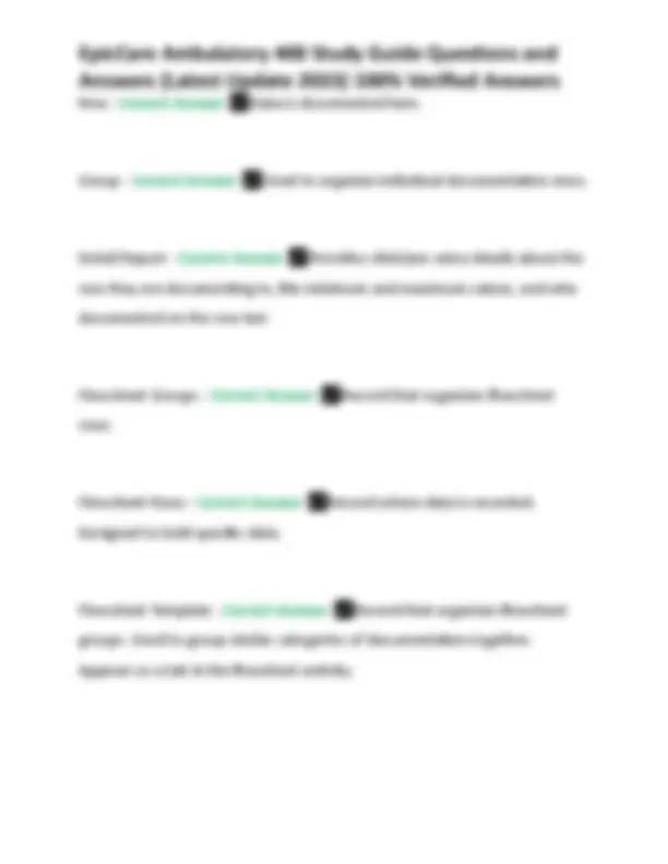 EpicCare Ambulatory 400 Study Guide: Questions and Answers | Exams ...