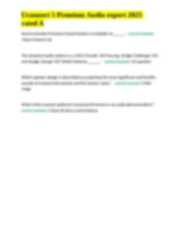 Uconnect 5 Premium Audio expert 2025 rated A | Exams Mechanics | Docsity