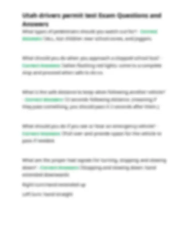 Utah drivers permit test Exam Questions and Answers | Exams Nursing ...