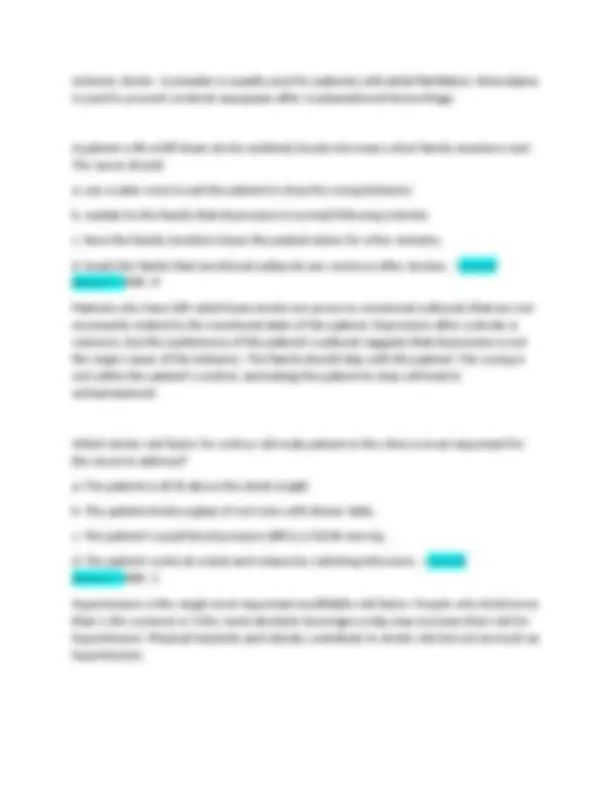 Stroke Management and Related Conditions: MCQs | Exams Nursing | Docsity