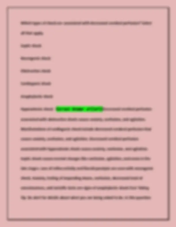 Shock, Sepsis Questions Combined Real Exam Questions & Expert Tips ...