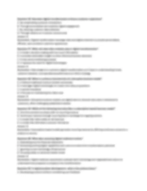 Digital Transformation Specialist Exam | Exams Technology | Docsity