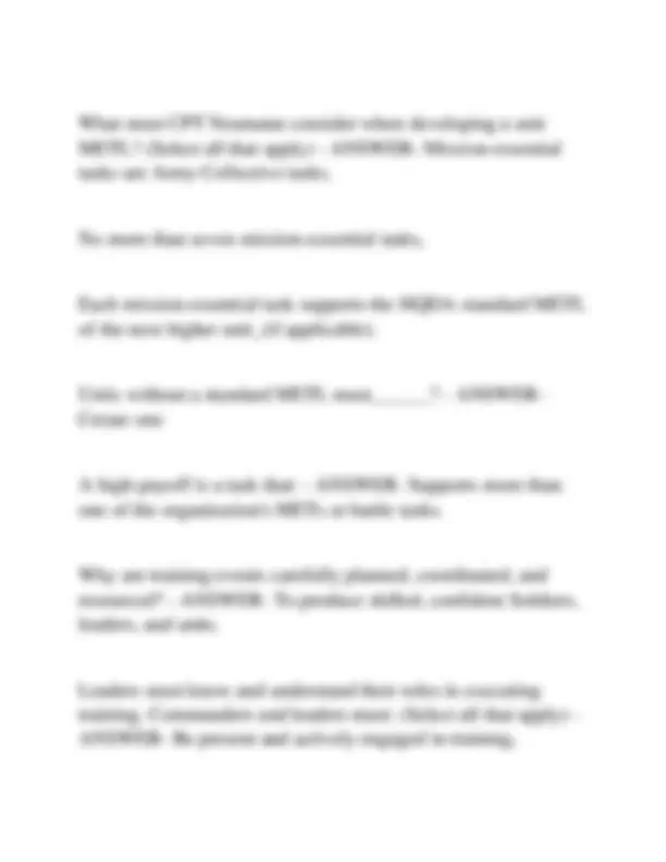 Army Training & Evaluation: METL, Techniques, and Methods | Exams ...