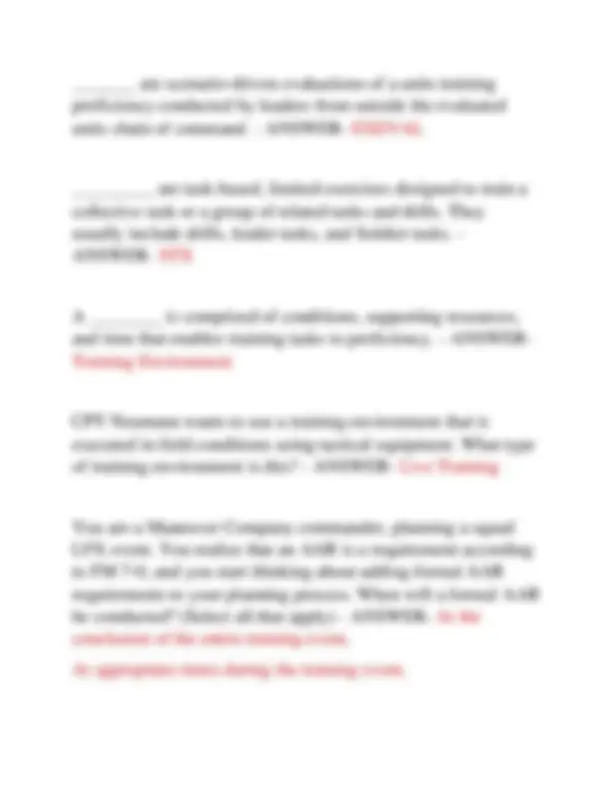 Army Training And Evaluation Metl Techniques And Methods Exams Nursing Docsity