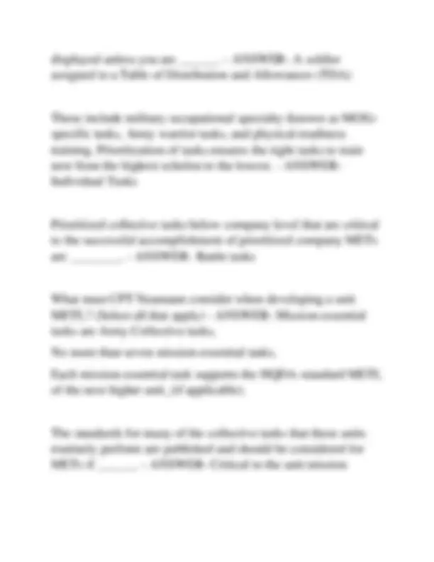 Army Training And Evaluation Metl Techniques And Methods Exams Nursing Docsity