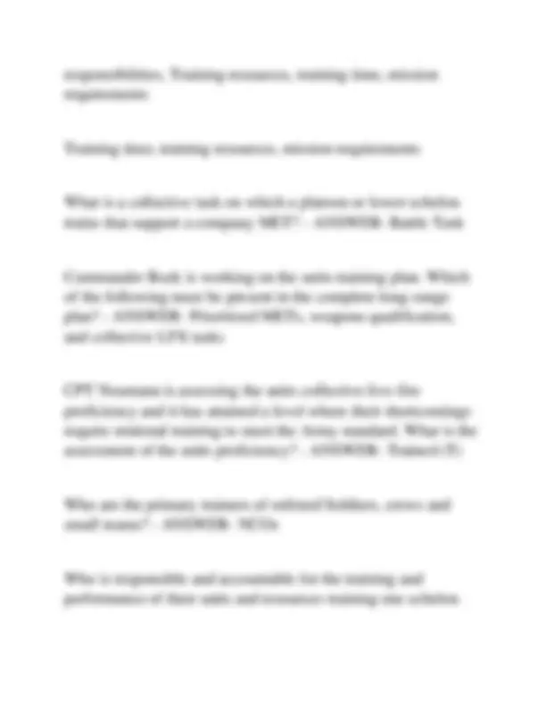 Army Training And Evaluation Metl Techniques And Methods Exams Nursing Docsity