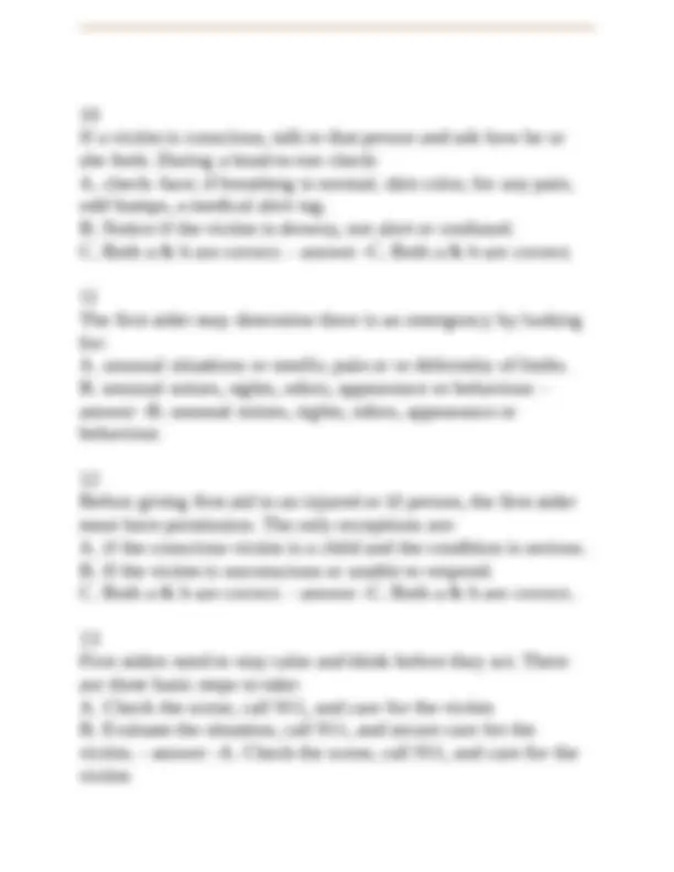 FIRST AID PRACTICE TEST #1 American Red Cross Test solution manual.docx ...