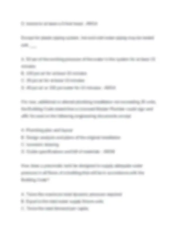 MASTER PLUMBER PAST BOARD EXAM QUESTIONS SET 4 WITH CORRECT ANSWERS ...