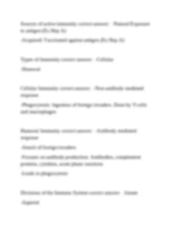 Clinical Immunology & Serology Exam I: Questions and Answers | Exams Nursing | Docsity