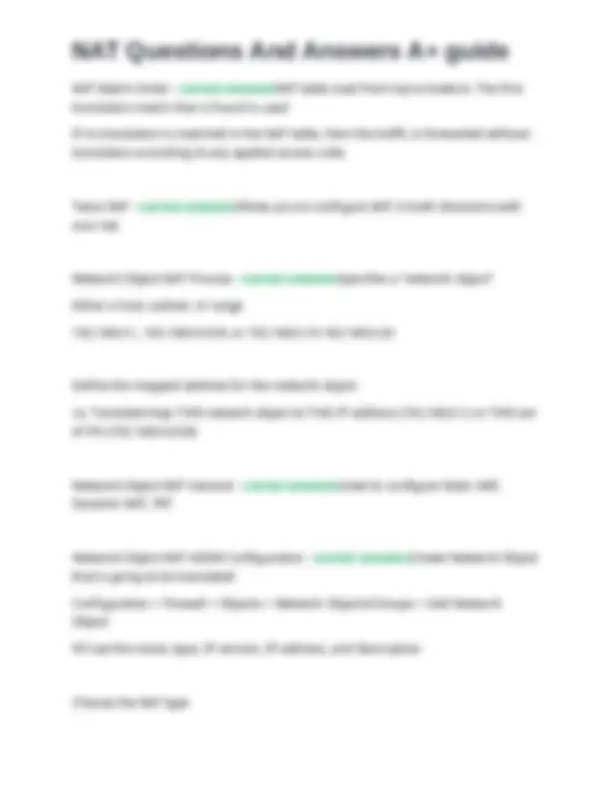 NAT Questions And Answers A+ guide | Exams Nursing | Docsity