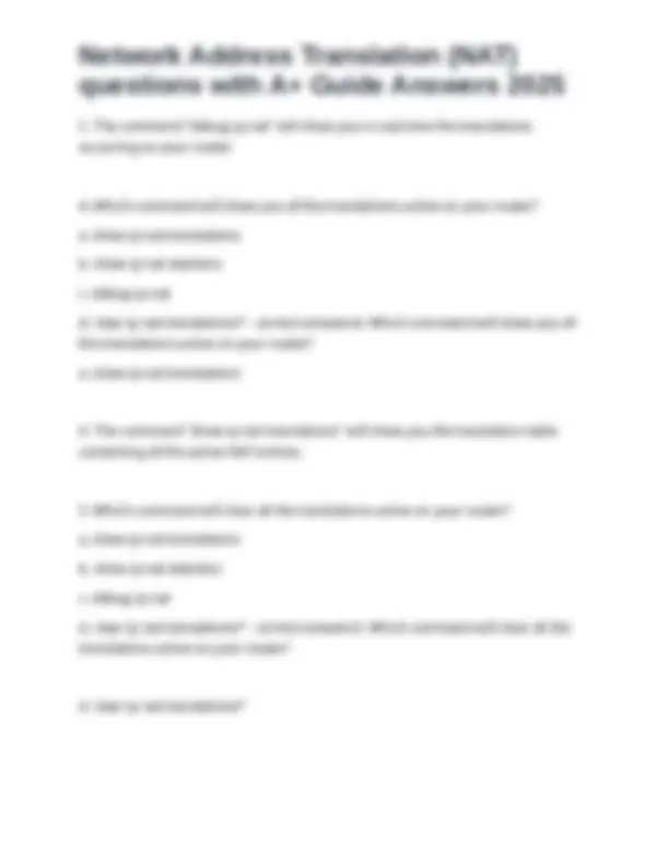 Network Address Translation (NAT) questions with A+ Guide Answers 2025 ...