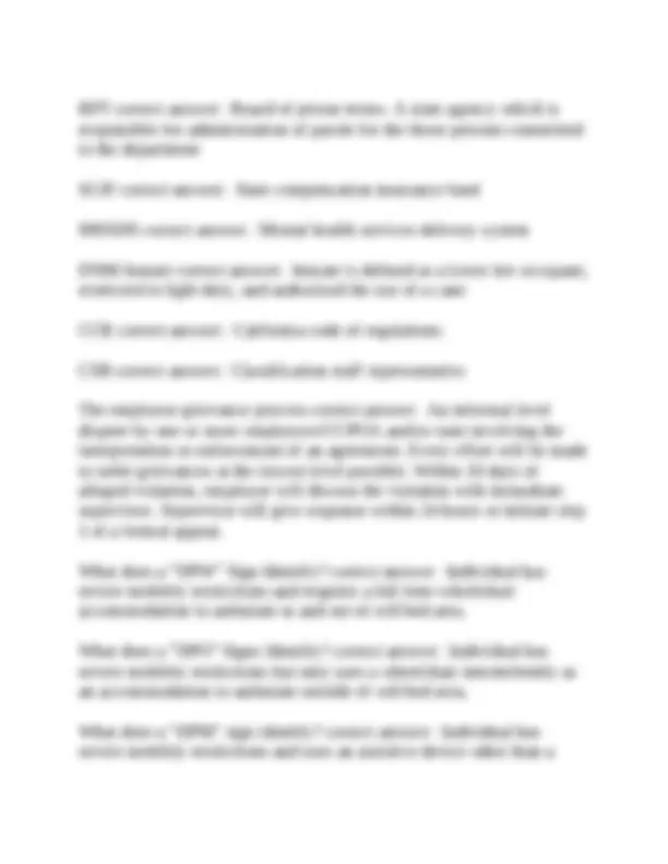 CDCR Sergeant Study Guide: Questions and Answers | Exams Nursing | Docsity