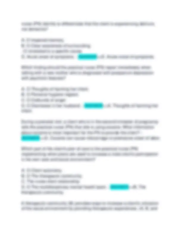 Psychiatric/Mental Health Practice Exam | Exams Psychiatry | Docsity