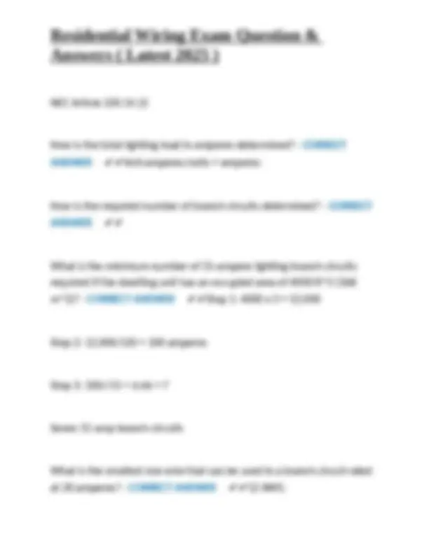 Residential Wiring Exam: Safety & Code Compliance Guide | Exams Nursing | Docsity