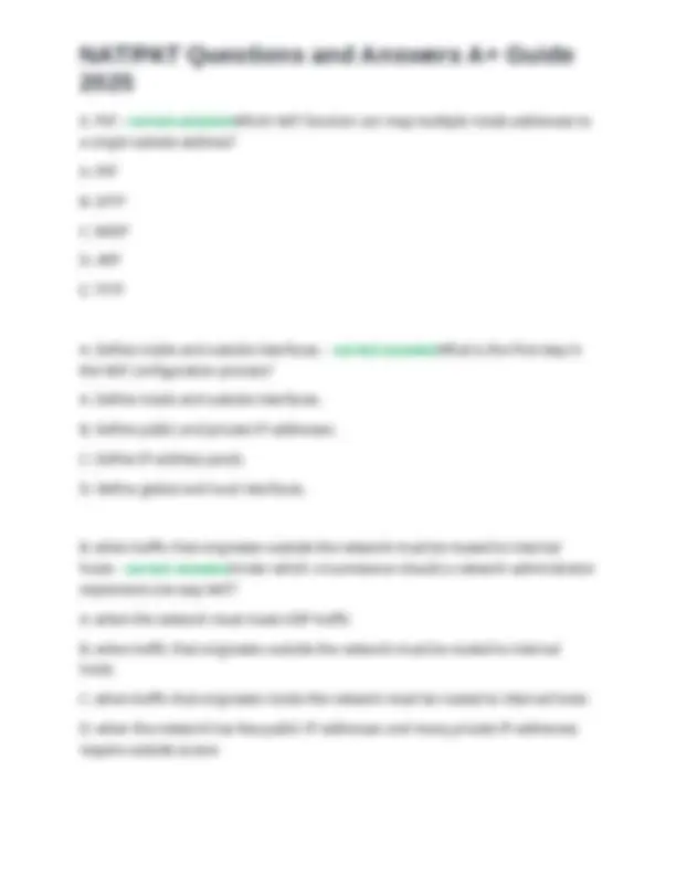 NAT/PAT Questions and Answers A+ Guide 2025 | Exams Nursing | Docsity