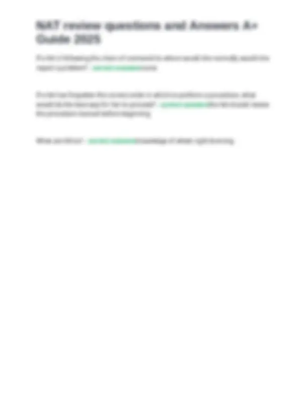 NAT review questions and Answers A+ Guide 2025 | Exams Nursing | Docsity