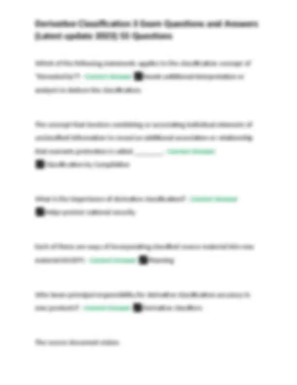 Derivative Classification 3 Exam Questions and Answers (Latest update ...