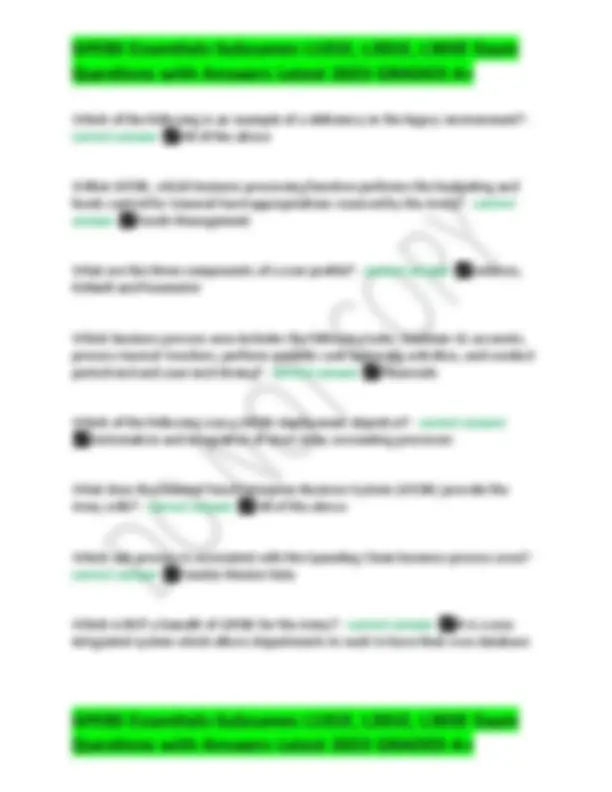 GFEBS Essentials-Subsumes L101E, L201E, L303E Exam Questions with ...