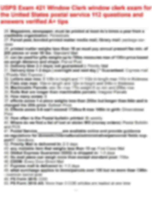 USPS Exam 421 Window Clerk window clerk exam for the United States ...