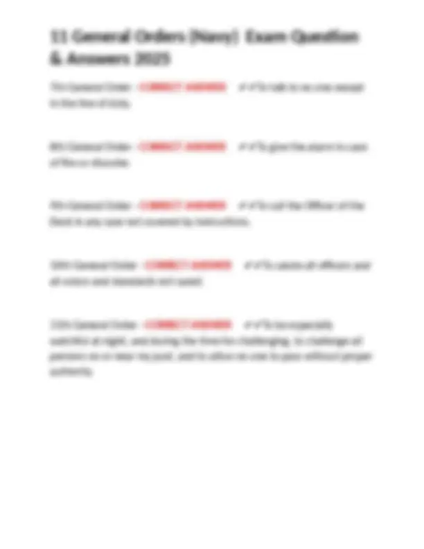 11 General Orders (Navy) Exam Question & Answers 2025 | Exams Nursing ...