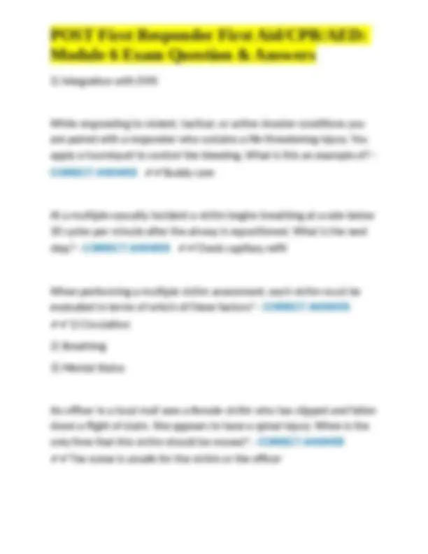 POST First Responder First Aid/CPR/AED: Module 6 Exam Question ...