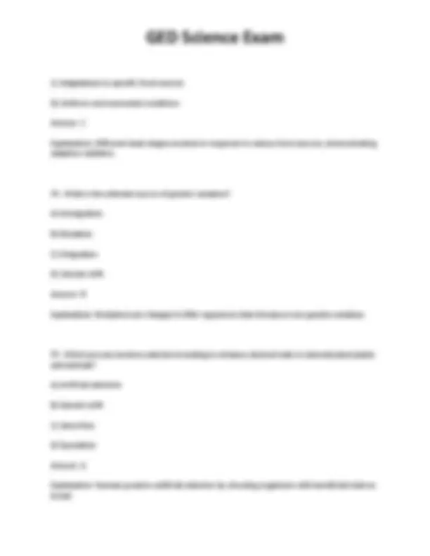 GED Science Exam: Cell Biology and Ecology Questions and Answers ...