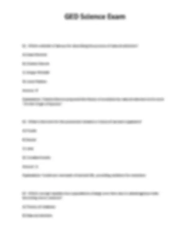 GED Science Exam: Cell Biology and Ecology Questions and Answers ...