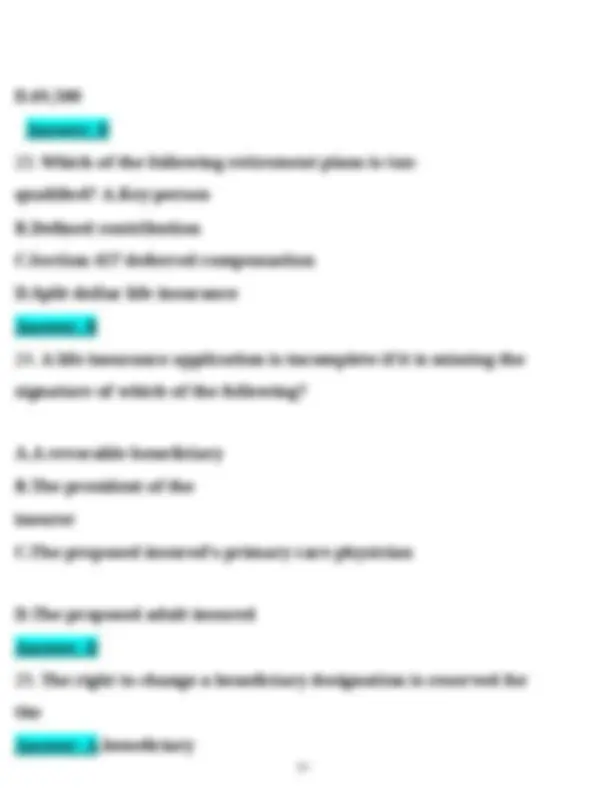 Pearson Vue Life Insurance Practice Exam (Latest 2025 / 2026) Qs and ...