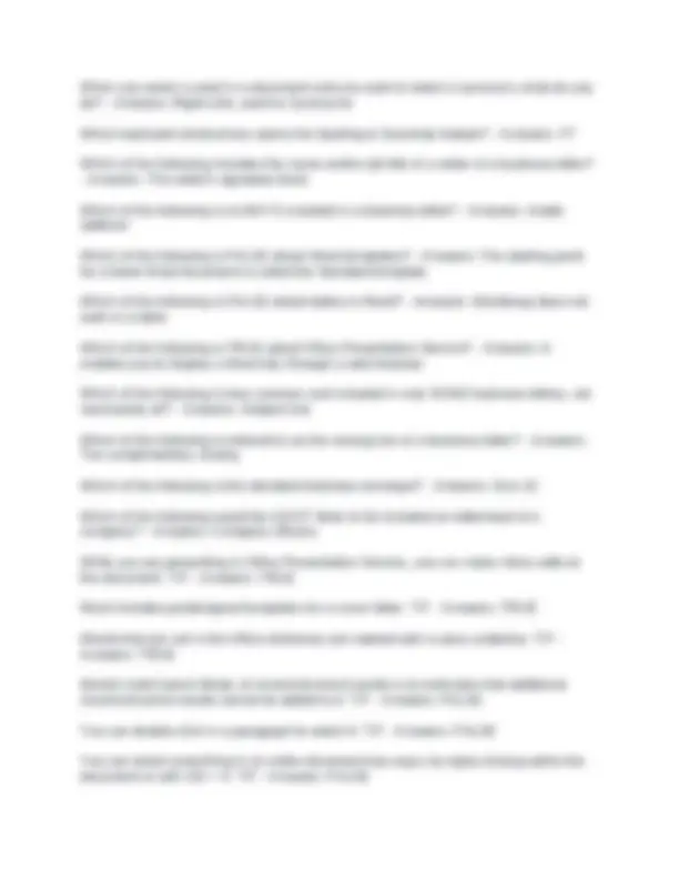 Word chapter 2 Questions With 100% Correct Answers | Exams Computer Applications | Docsity