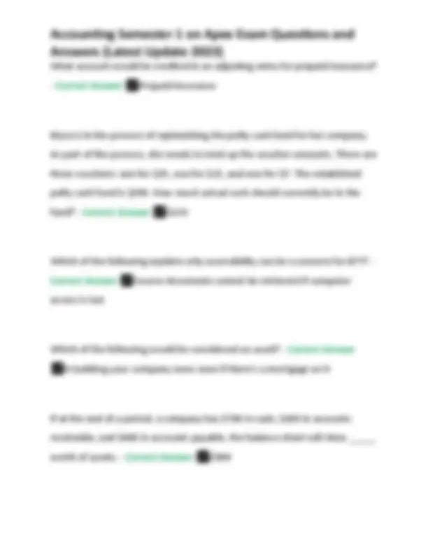 Accounting Semester 1 on Apex Exam Questions and Answers (Latest Update ...