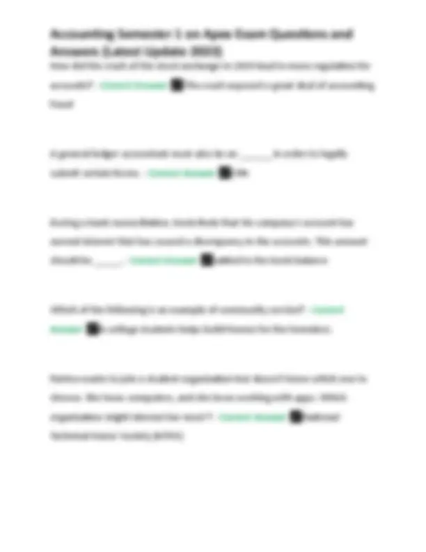 Accounting Semester 1 on Apex Exam Questions and Answers (Latest Update ...