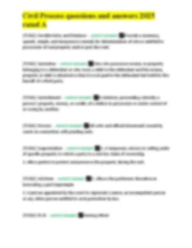 Civil Process questions and answers 2025 rated A | Exams Civil ...