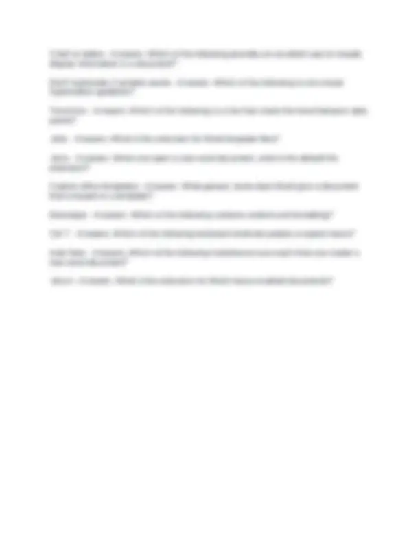 Microsoft Word Quiz: Multiple Choice Questions and Answers | Exams Computer Programming | Docsity