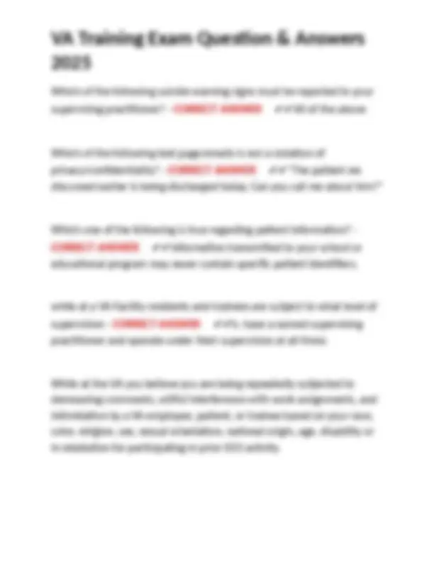 VA Training Exam Questions and Answers: A Comprehensive Guide | Exams ...