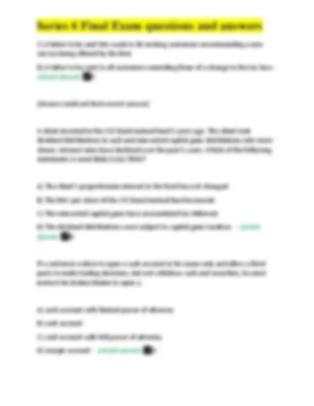 Series 6 Final Exam questions and answers.p | Exams Nursing | Docsity