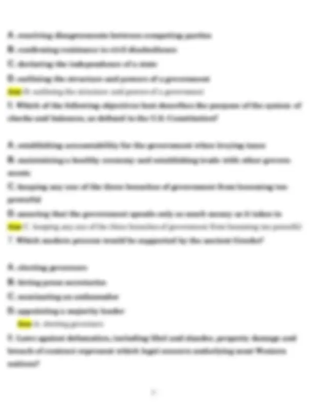 Florida Civic Literacy Exam Part 1 Questions And Verified Answers 100% ...