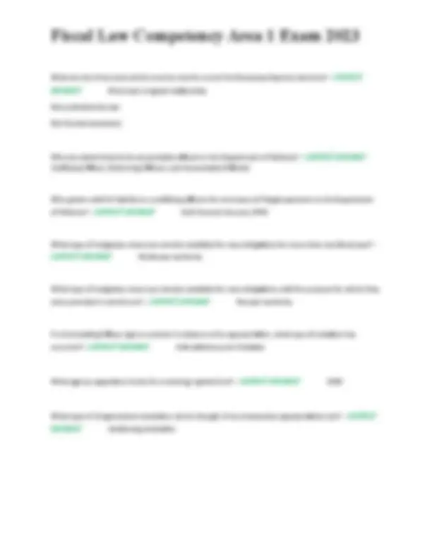 Fiscal Law Competency Exam: Questions and Answers | Exams Nursing | Docsity