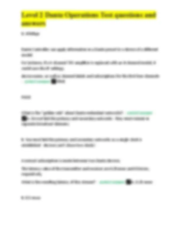 Level 2 Dante Operations Test questions and answers. | Exams Production ...